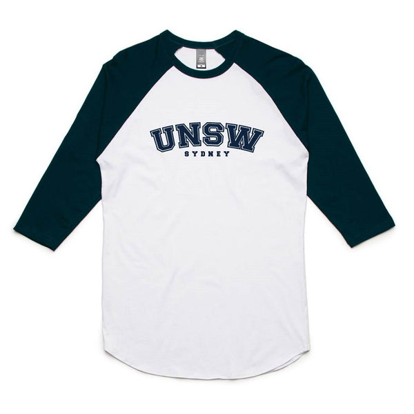 UNSW Raglan 3/4 Style Tee - White/Navy – UNSW Shop